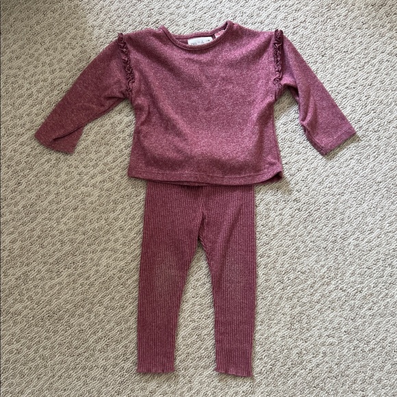 Zara | Matching Sets | Zara Soft Touch Long Sleeve Ruffle Top And ...